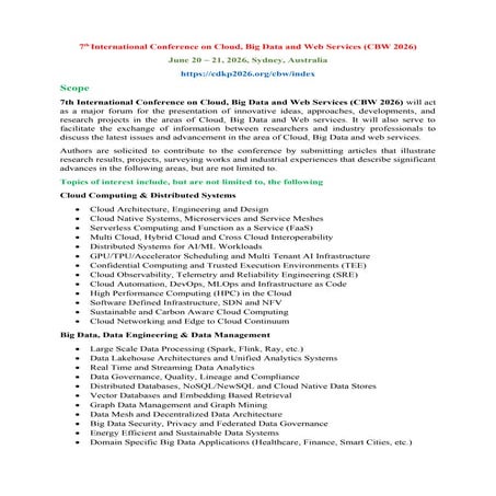 7th International Conference on Cloud, Big Data and Web Services (CBW ...