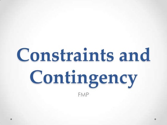 Constraints & Contingency Worksheet | PDF