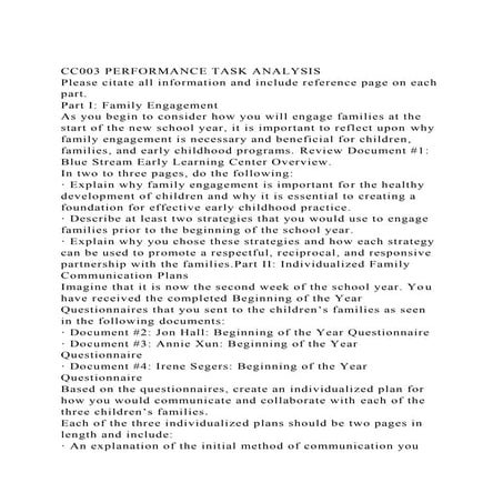CC003 PERFORMANCE TASK ANALYSIS Please citate all information an | DOCX