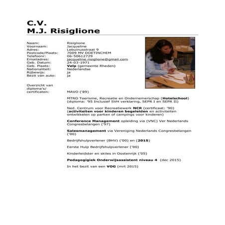 CV_Jacqueline_Risiglione 2015 | PDF