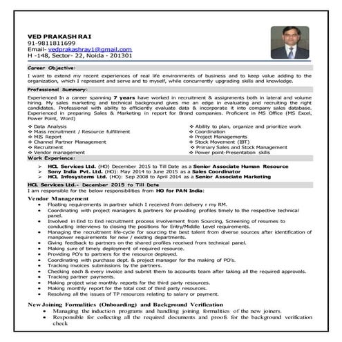 VED PRAKASH RAY-CV | DOCX | Human Resources | Business