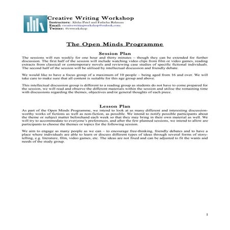 Plans for Open Minds | PDF