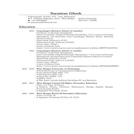 Resume of Sayantan Ghosh | PDF