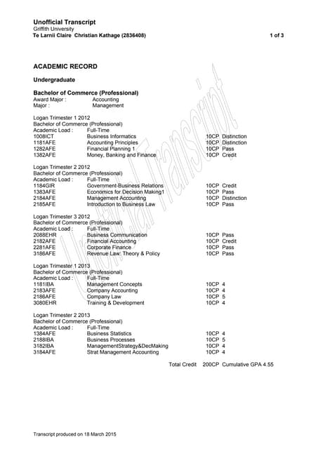 Graduate transcript | PDF