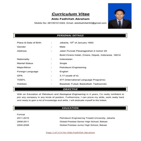 2. CV Aldo Fadhillah Abraham | PDF