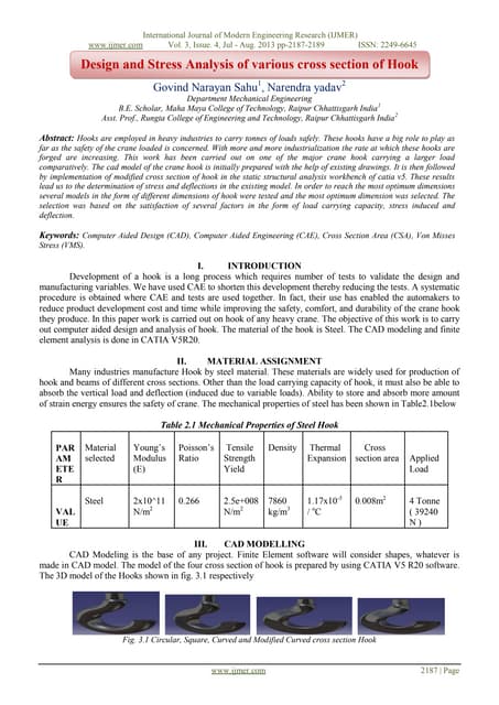 Crane Hook Design and Analysis | PDF