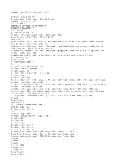 Navy SMART Transcript | PDF