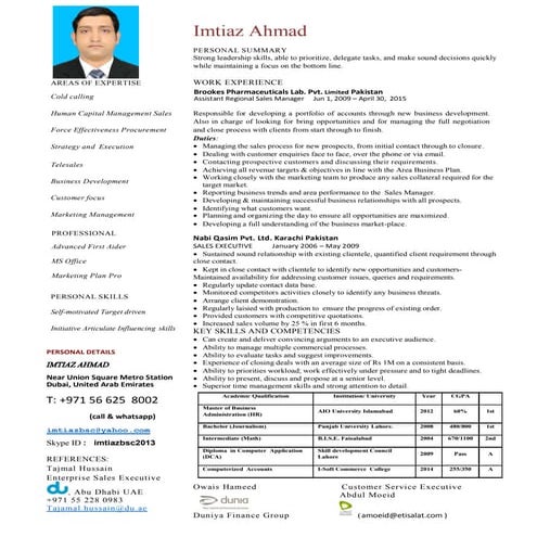 Imtiaz C.V. sales | PDF