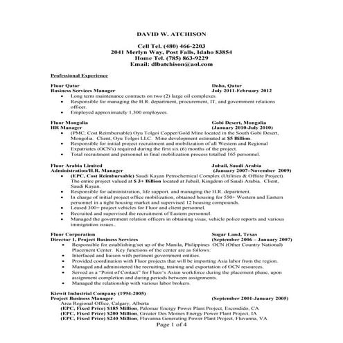 Atchison Intl Resume | DOC