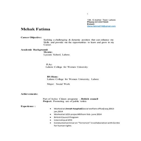 cv mehak | DOCX