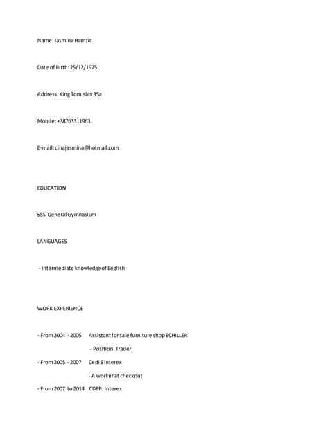 Damien Pearson CV | DOC | Commercial Trucks | Auto Body Styles