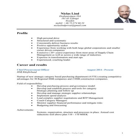 Niclas Lind - CV e | PDF