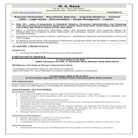 Resume MS Rana | DOC