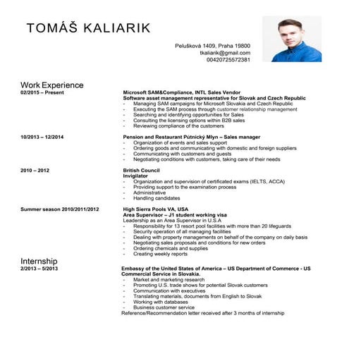 CV Tomas Kaliarik | PDF