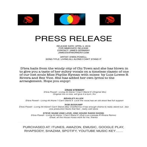 DBRA_PRESS_RELEASE | PDF | Music | Entertainment