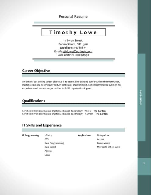 Tim Lowe Certificate III | PDF