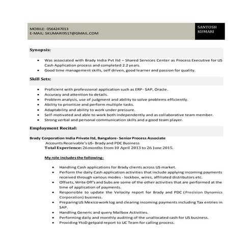 Resume-santosh | DOCX | IT and Internet Support | Internet
