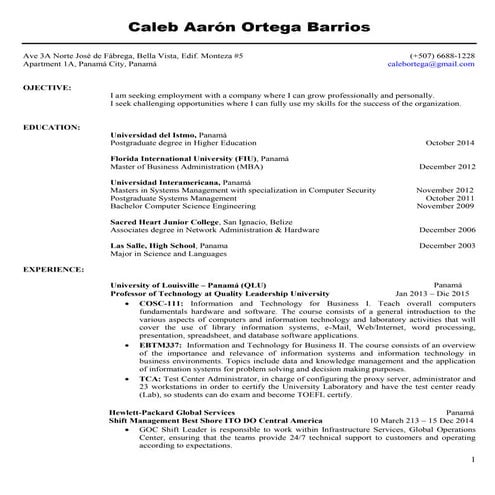 Caleb_Aaron_Ortega_Resume_English | PDF