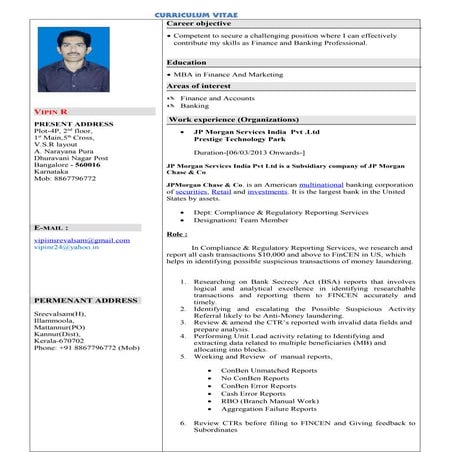 Vipin Raveendran CV | PDF