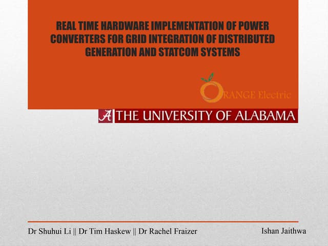 Grid Integration Of Distributed Generation And Statcom Systems Ppt