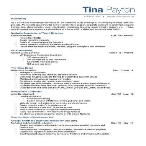 Tina Payton 2016 On Line | PDF