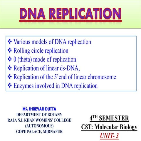 Replication of DNA different models-semiconservative,unidirectional and ...