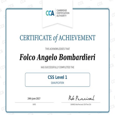 Certificate Of Achievement Css Level 1 Ppt