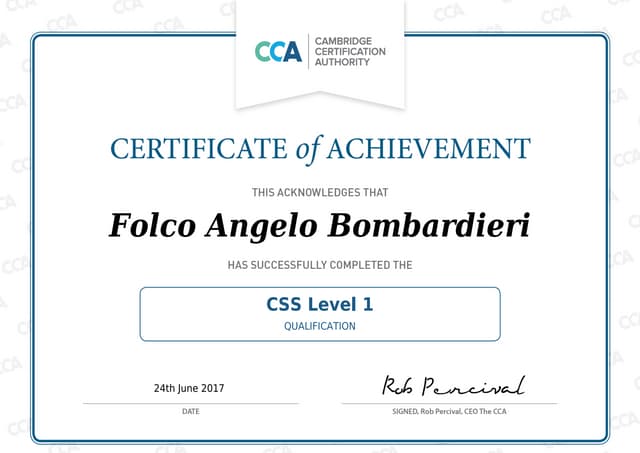 Certificate Of Achievement Css Level 1 Ppt
