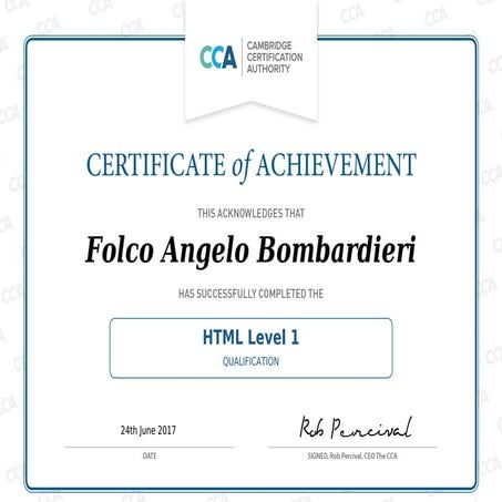 Certificate of Achievement: HTML Level 1 | PDF