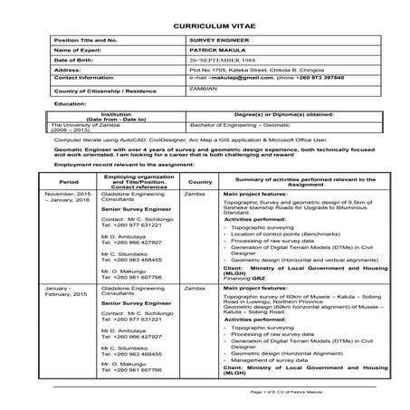 Patrick Makula CV | PDF