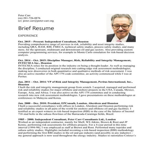 Peter Carr brief resume 2016-01-14 | PDF