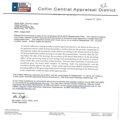Collincad central appraisal district reappraisal plan 2015-2016 | PDF