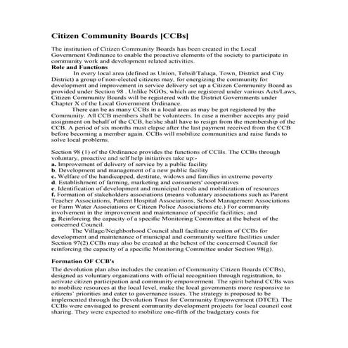 Citizen Community Board (CCB) | DOC