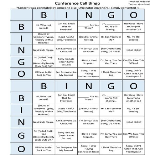 Conference Call Bingo Template | PDF