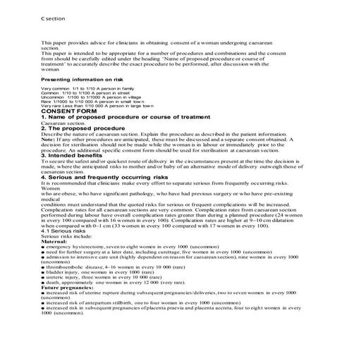 C section | DOCX | Pregnancy | Reproductive Health