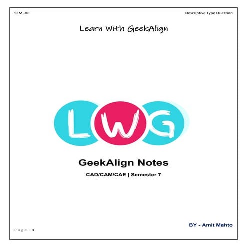 CAD/CAM/CAE - Notes | PDF