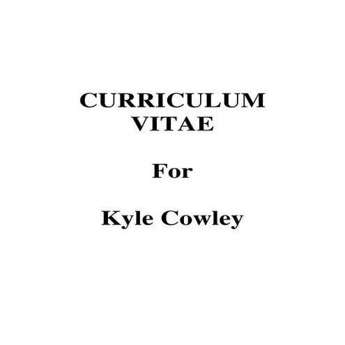 Kyle Cowley cv | PDF