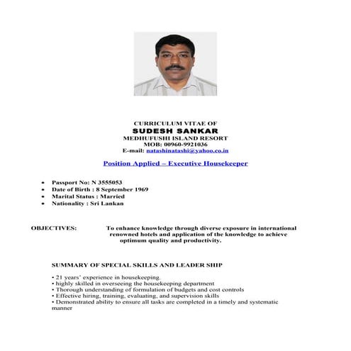 CURRICULUM VITAE OF SUDESH 1 | DOC