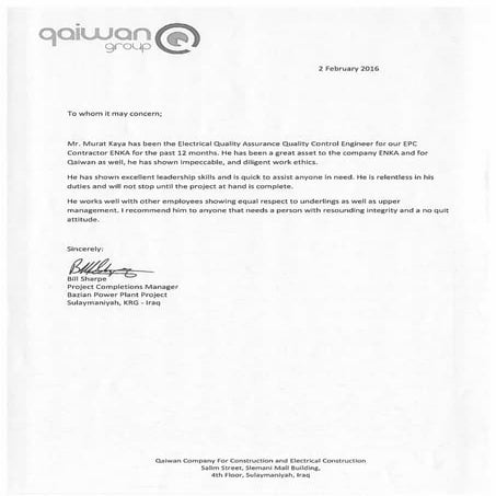 Qaiwan Reference Letter | PDF