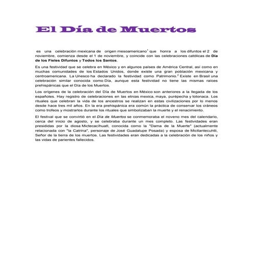 presentacion dia de muertos cultura y tradicion mexicana | PDF