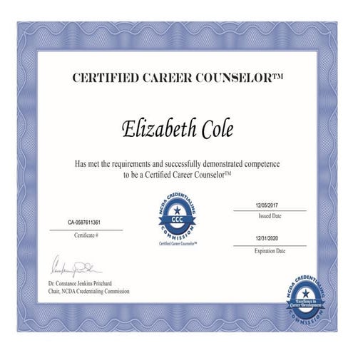 Certified Career Counselor (CCC) - Certificate | PDF | Medical Health