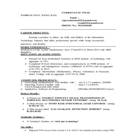vishnu rhcsa resume | DOC