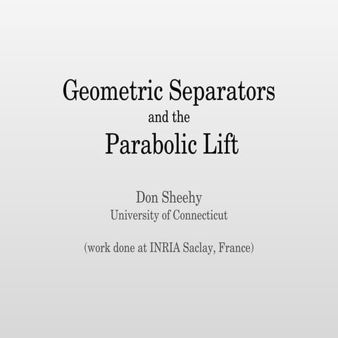 Geometric Separators and the Parabolic Lift | PDF | 3-D Graphics ...