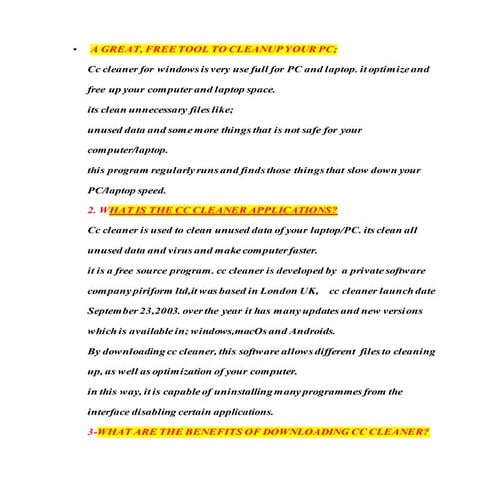 Ccleaner command | DOCX