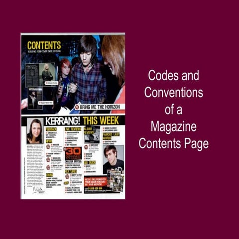 Codes and conventions of a contents page | PPTX