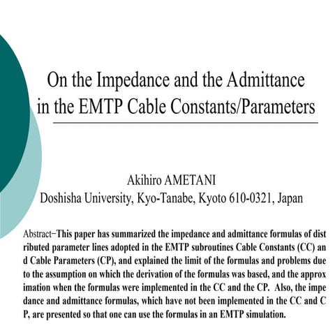 Impedance and admittance of Under Ground power cables.ppt