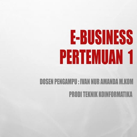 E Business Technopreneurship Information Technology | PPT