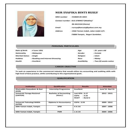 Resume Syafika Rusly 2016 | PDF