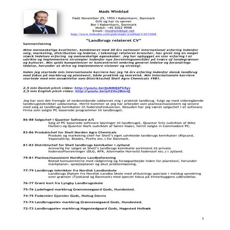Mads Winblad landbrugs CV June 2015 | PDF