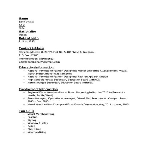 sahil cv | DOCX